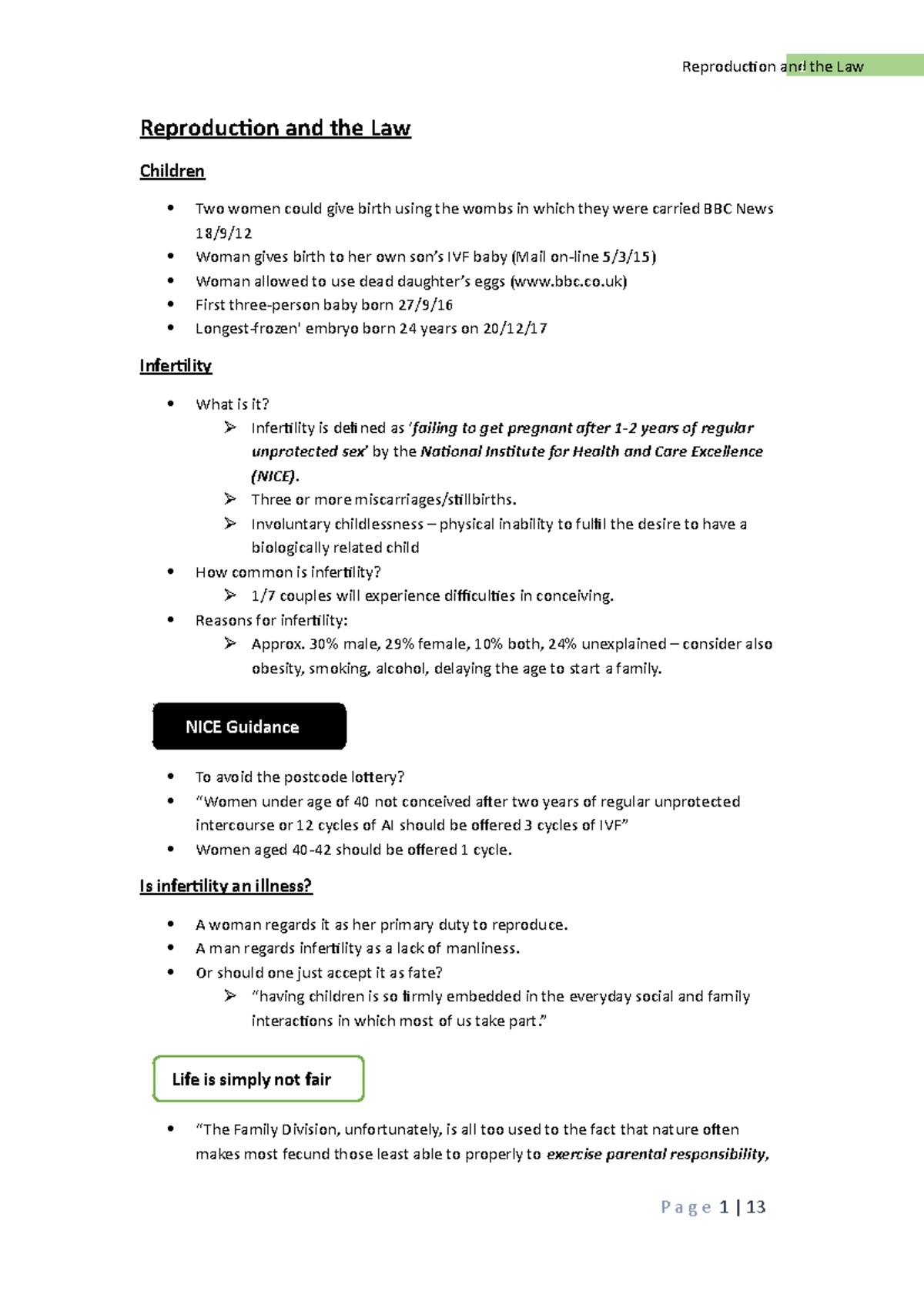 Reproduction and the Law - Reproduction and the Law Children Two women ...