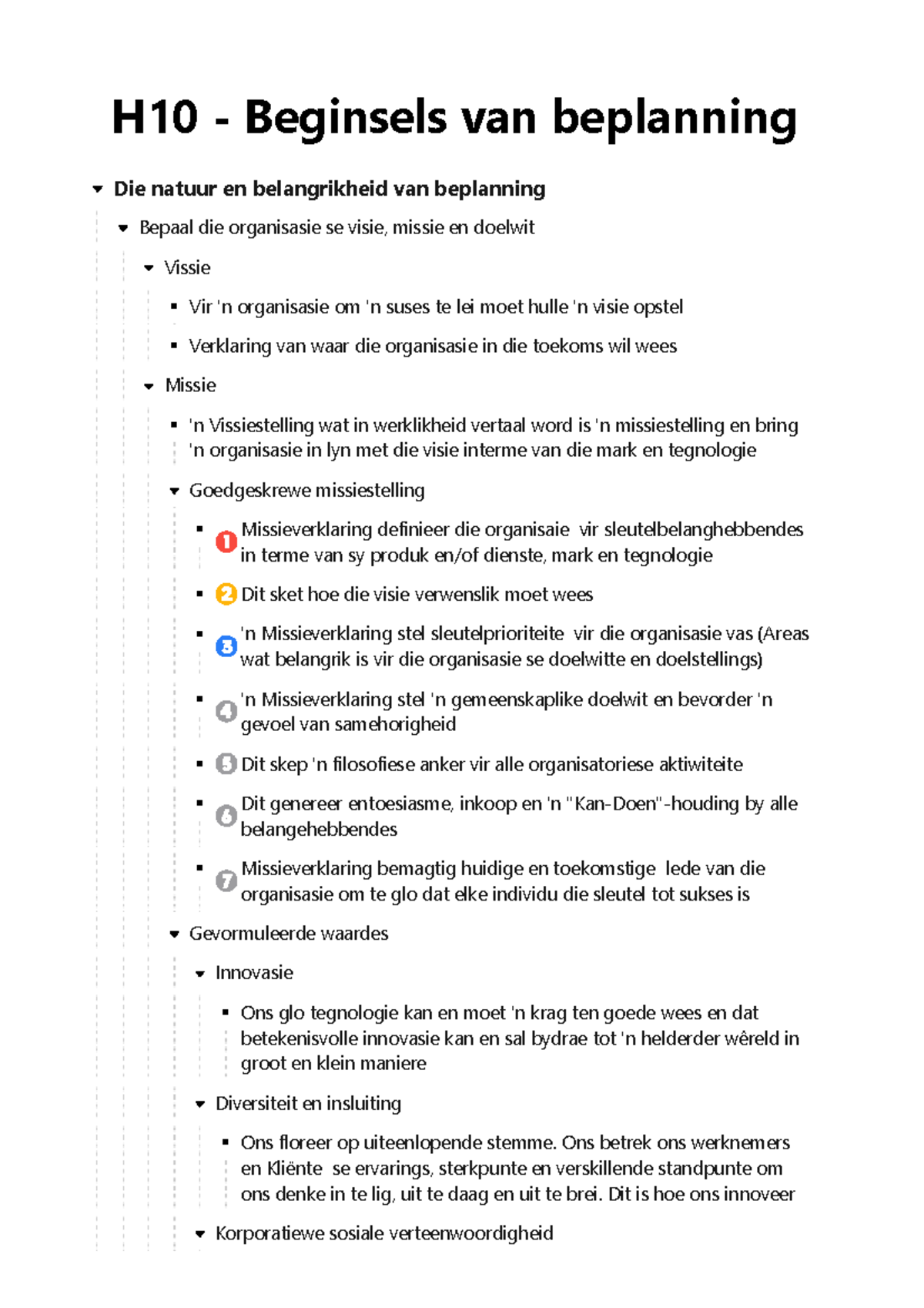 H10, 11, 12, 13, 15 - Business management - H10 - Beginsels van ...