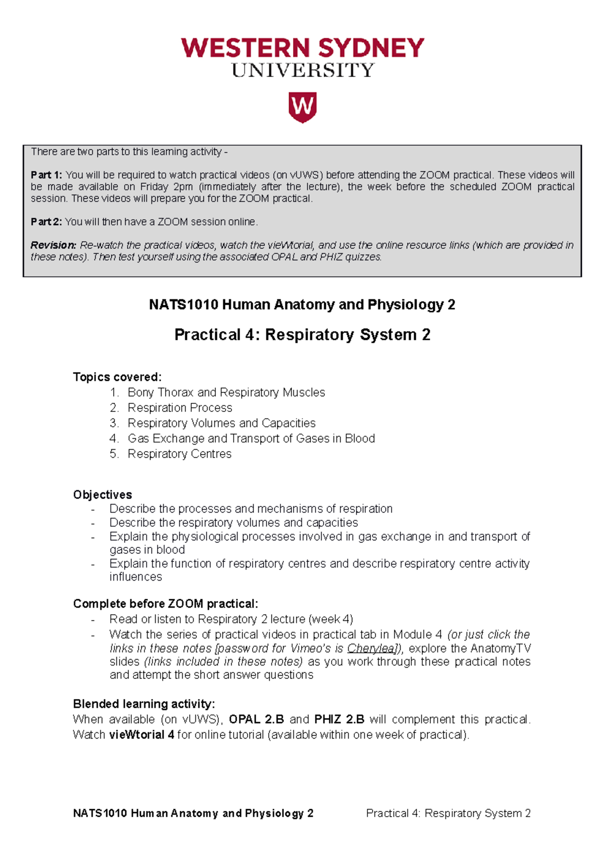 Practical 4 Respiratory System 2 (student) - There are two parts to ...