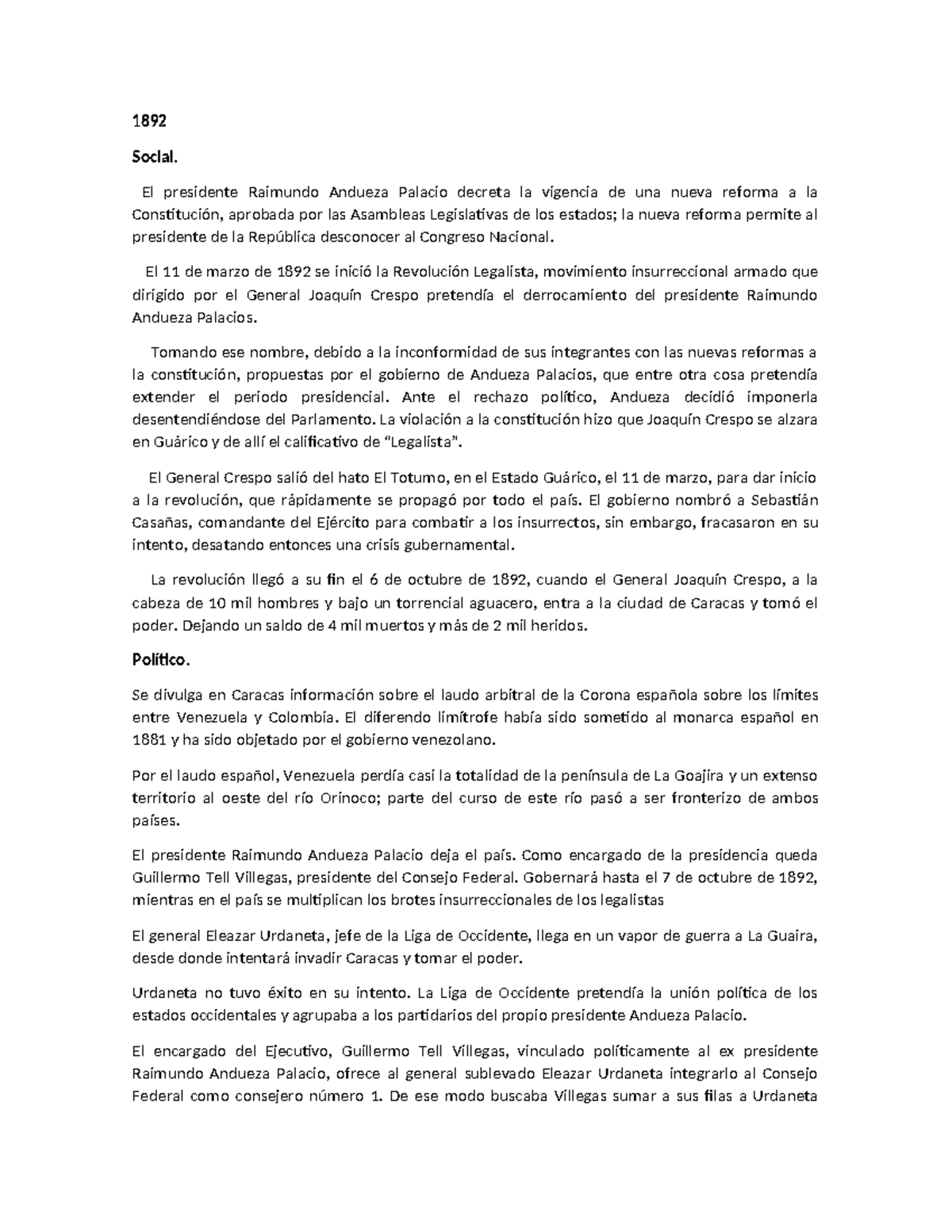 Expocritica final-1 - 1892 Social. El presidente Raimundo Andueza ...