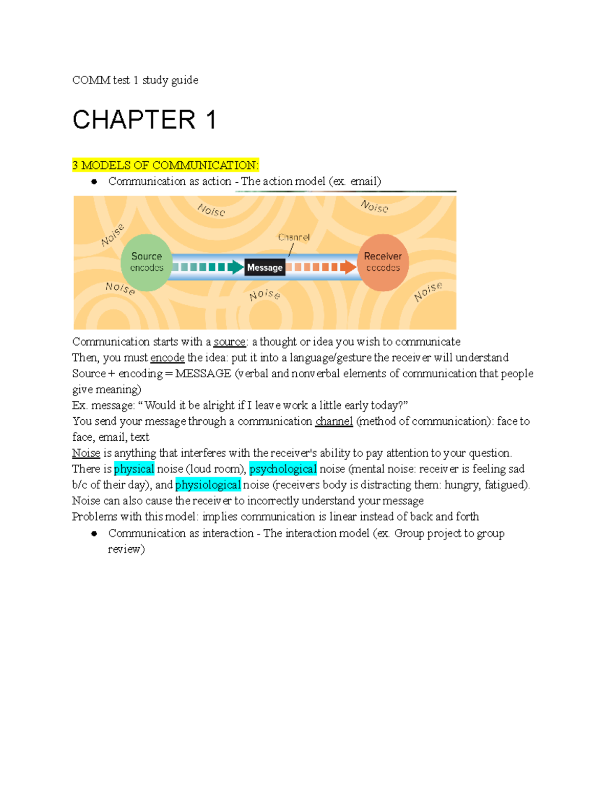 COMM 1500 Exam 1 study guide/lecture notes - COMM test 1 study guide ...