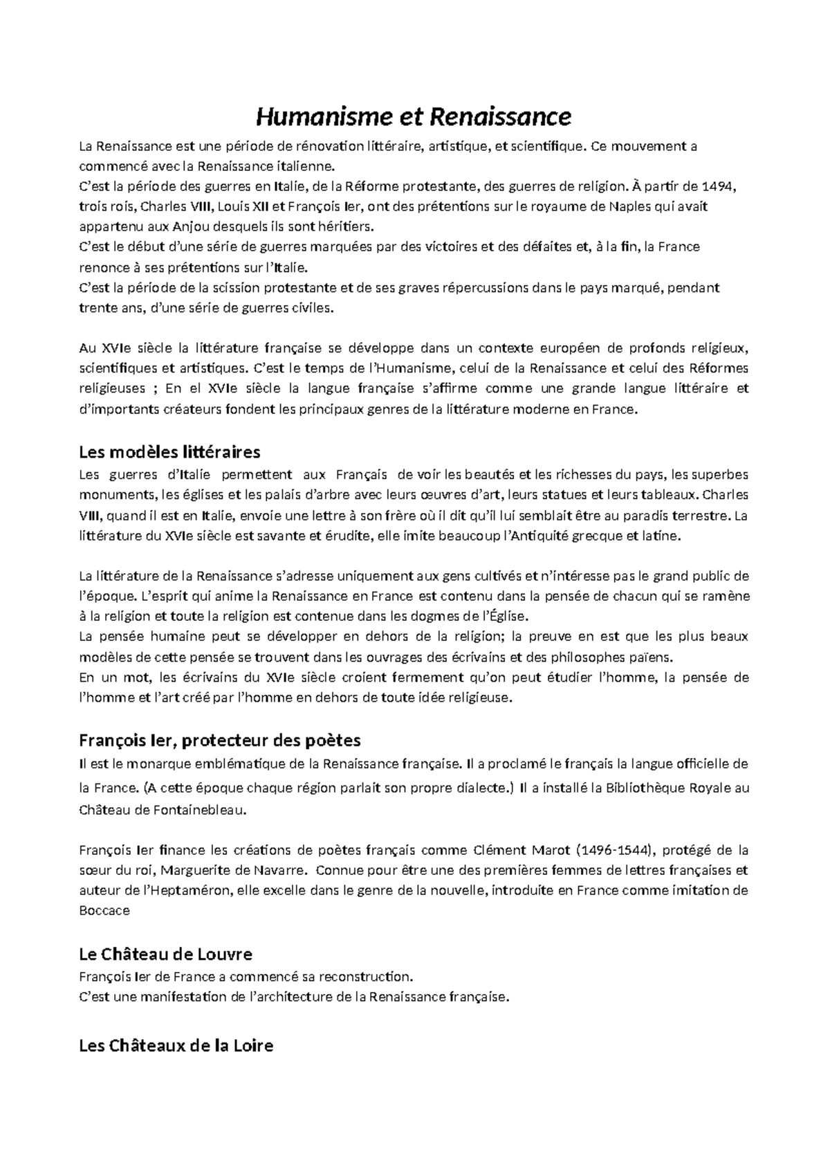 Humanisme et Renaissance - Ce mouvement a commencé avec la Renaissance ...