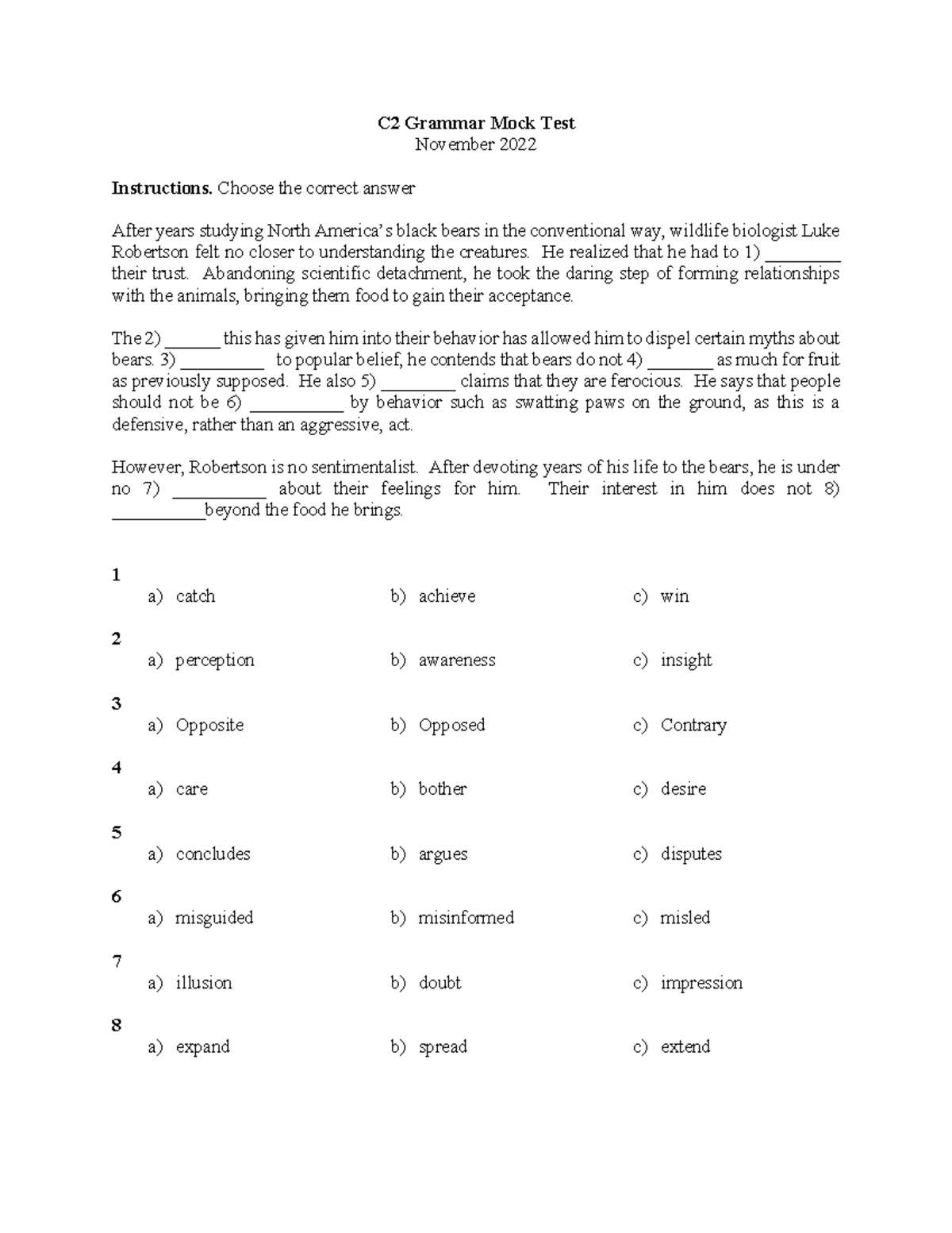 2 C2 Grammar Mock Test - Examen de práctica - C2 Grammar Mock Test ...