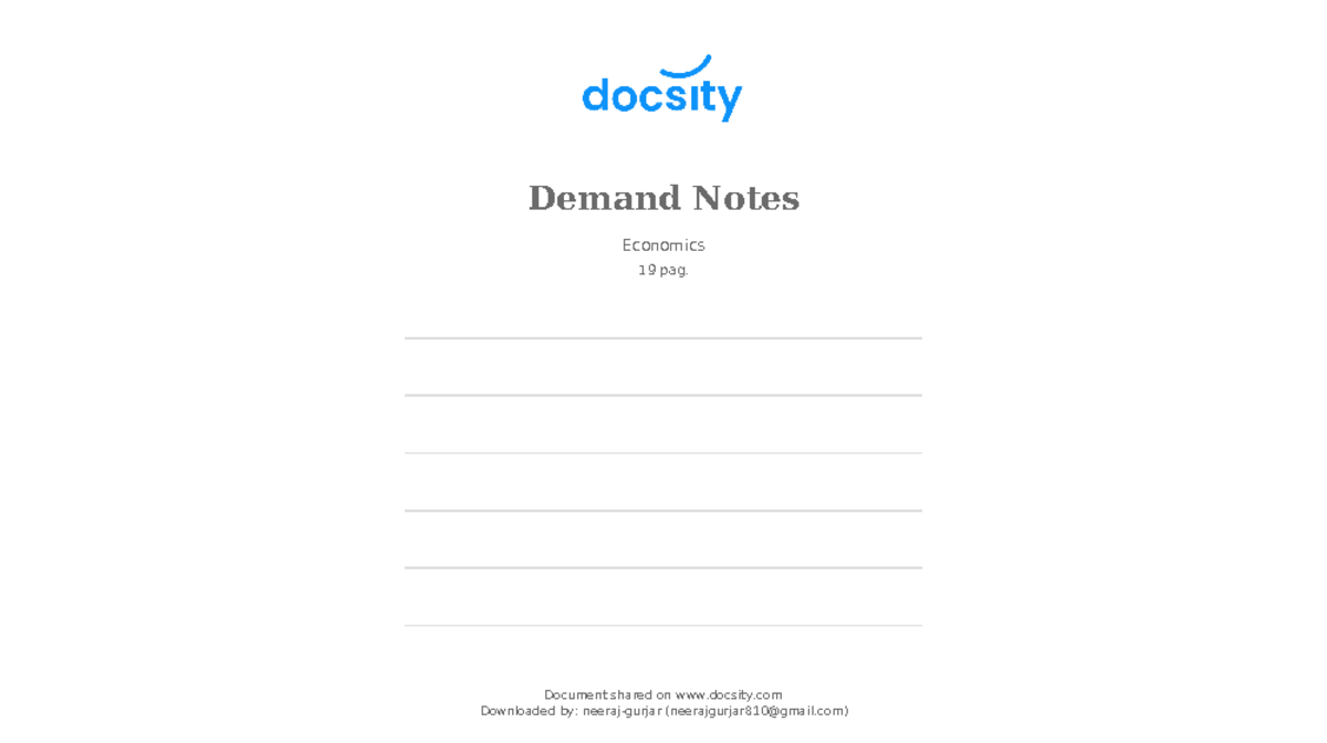demand notes and elasticity of demand - Demand Notes Economics 19 pag ...