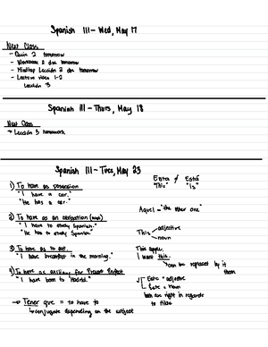 Leccion 1 Notes - SPANISH 111 - Introductory Spanish - SPAN 111 - Studocu