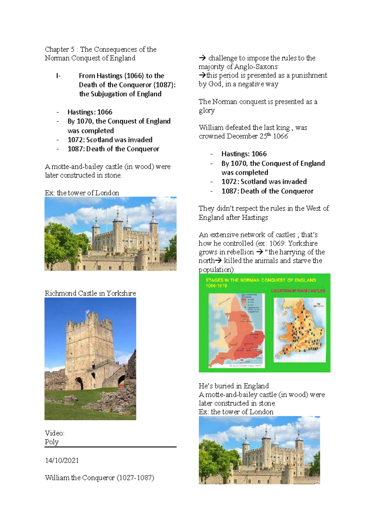 Chapter 5 - The Consequences of the Norman Conquest of England - Ex ...