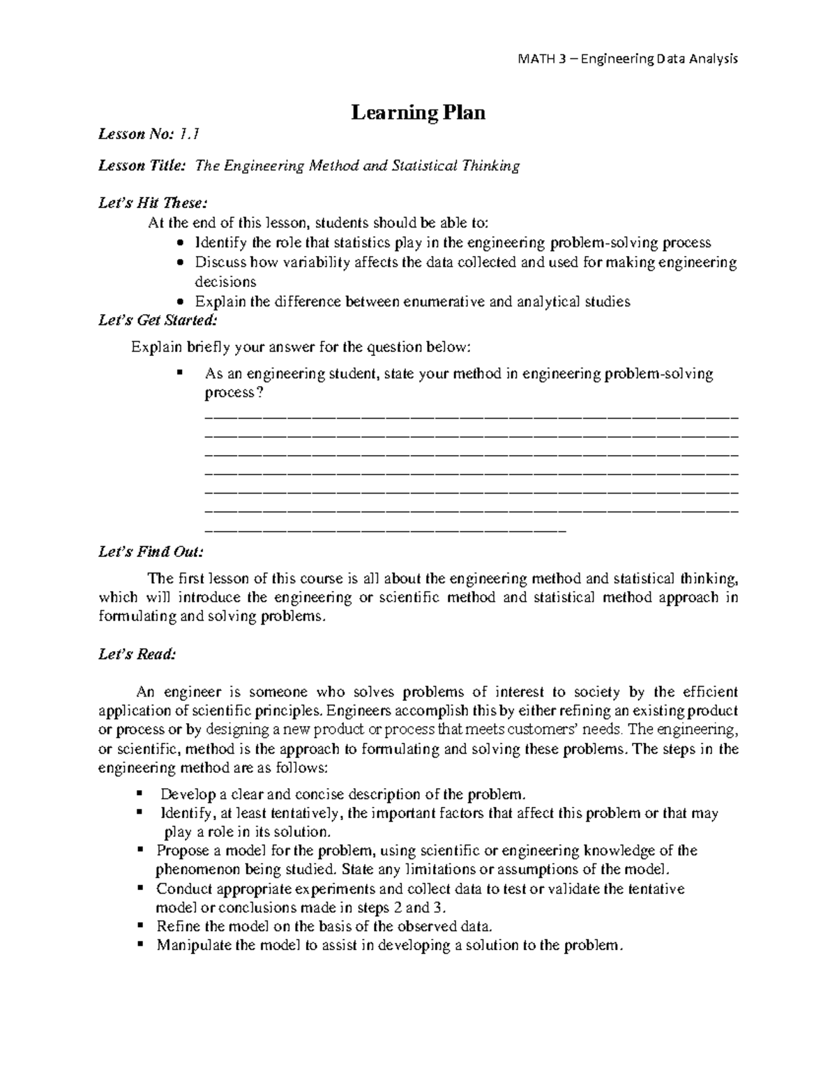 Lesson-1 - Good luck - Learning Plan Lesson No: 1. Lesson Title: The ...