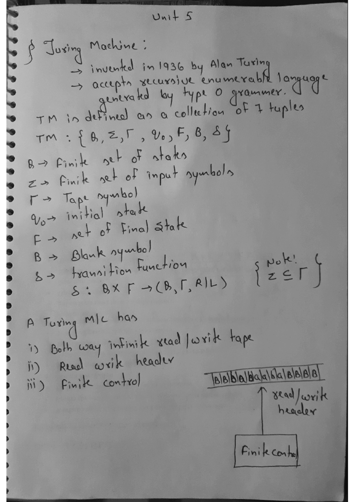 Unit 5 automata - this is class notes - Unit 5 in Turing Machine ...