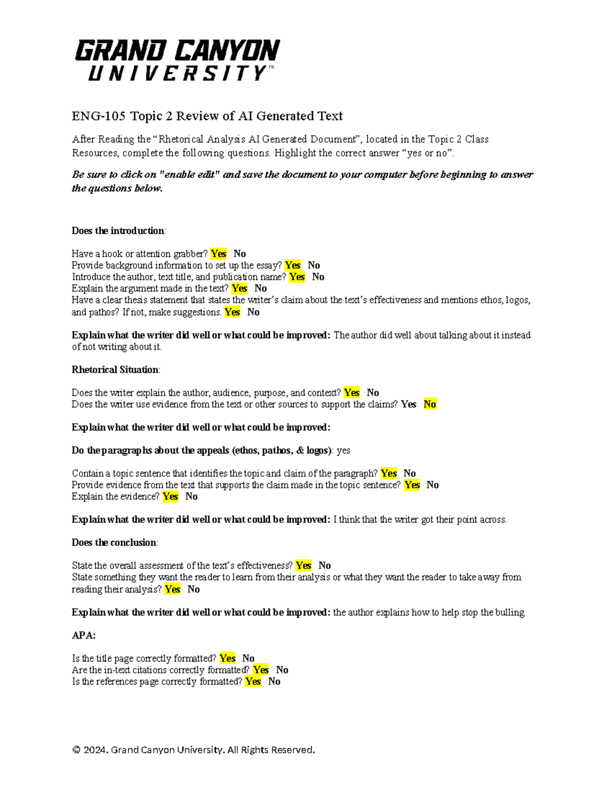 ENG-105 T2 Review of AI Generated Text - ENG-105 Topic 2 Review of AI ...