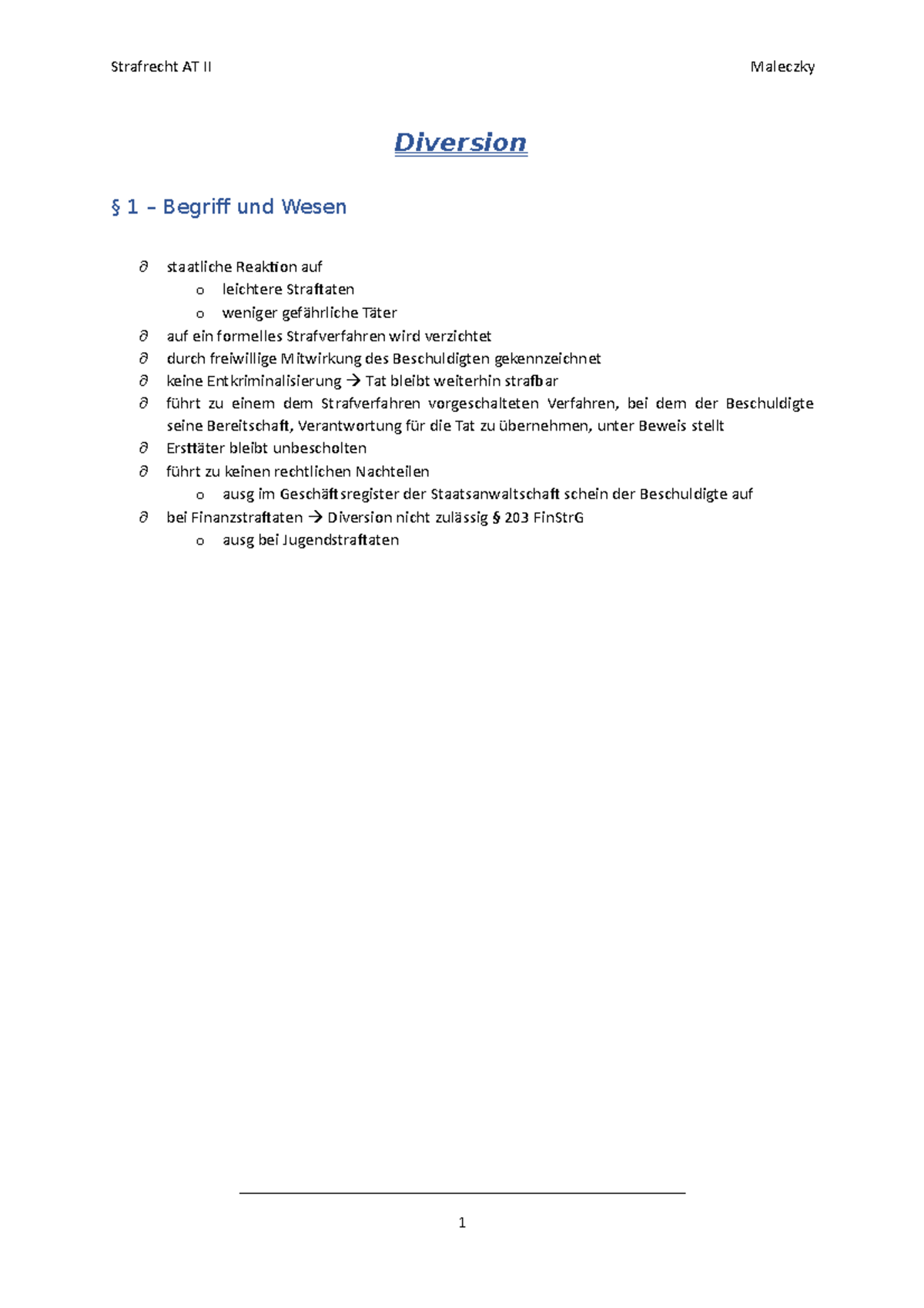 Diversion - 3.Weg der Erledigung - Diversion § 1 – Begriff und Wesen ...