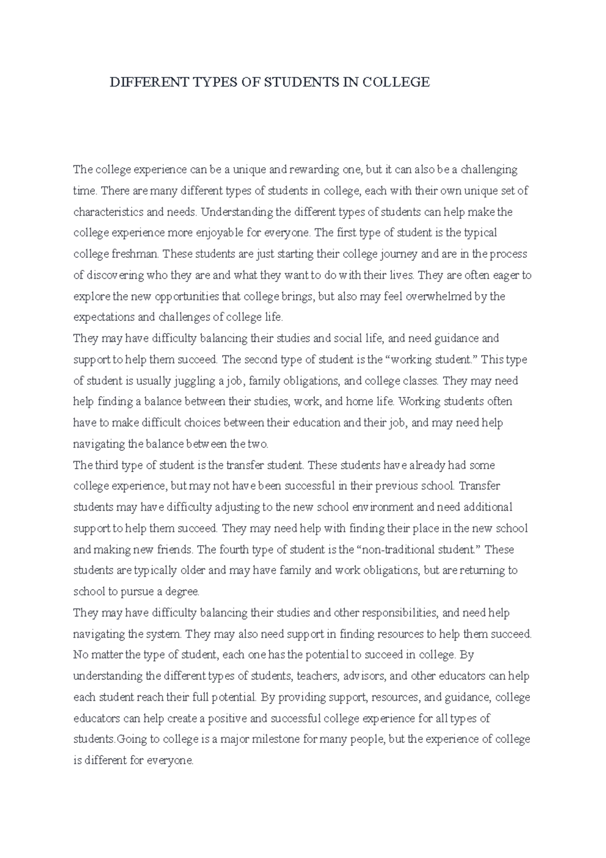 Different Types OF Students IN College - DIFFERENT TYPES OF STUDENTS IN ...