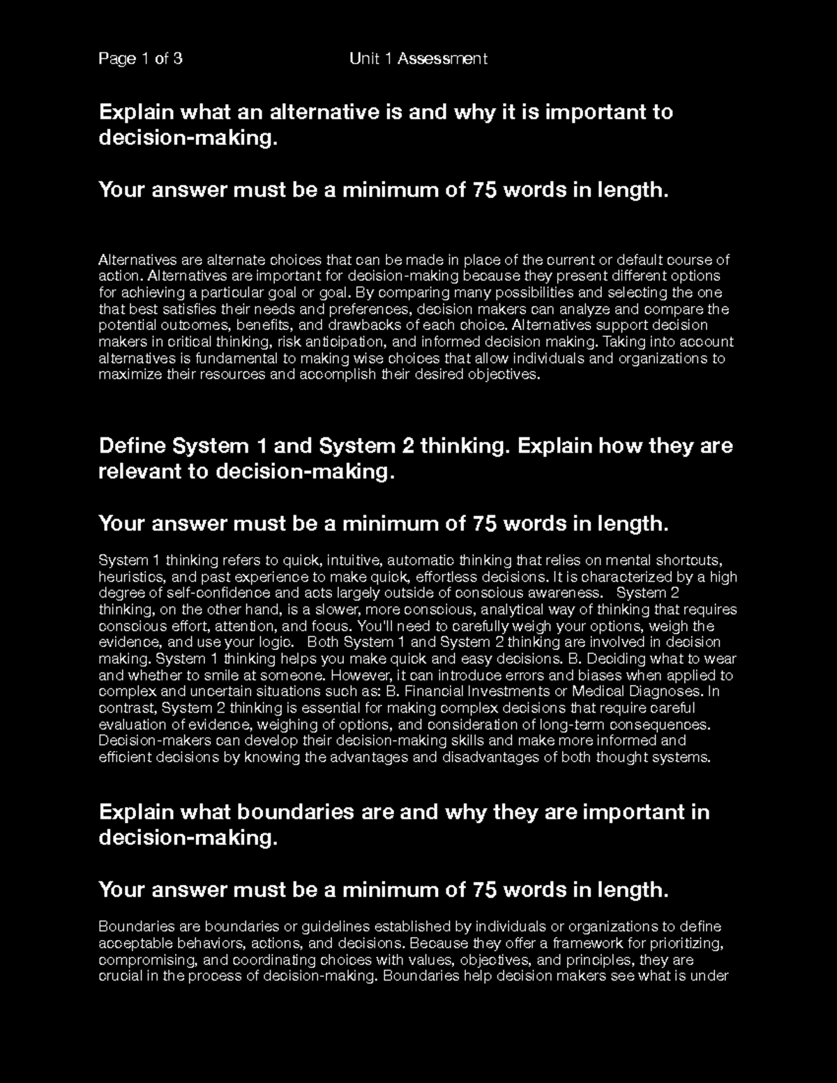 Unit1Assessment - Unit 1 Assessment Questions - Page 1 of 3 Unit 1 ...