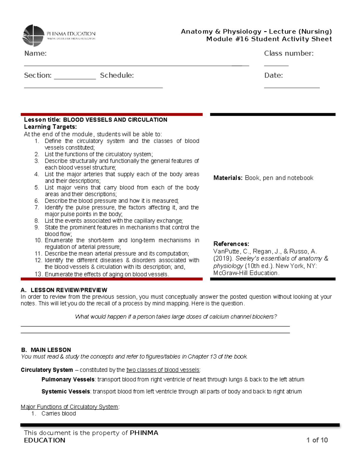 Nursing Anaphy Lec Session 16 SAS NEW Format - Module #16 Student ...