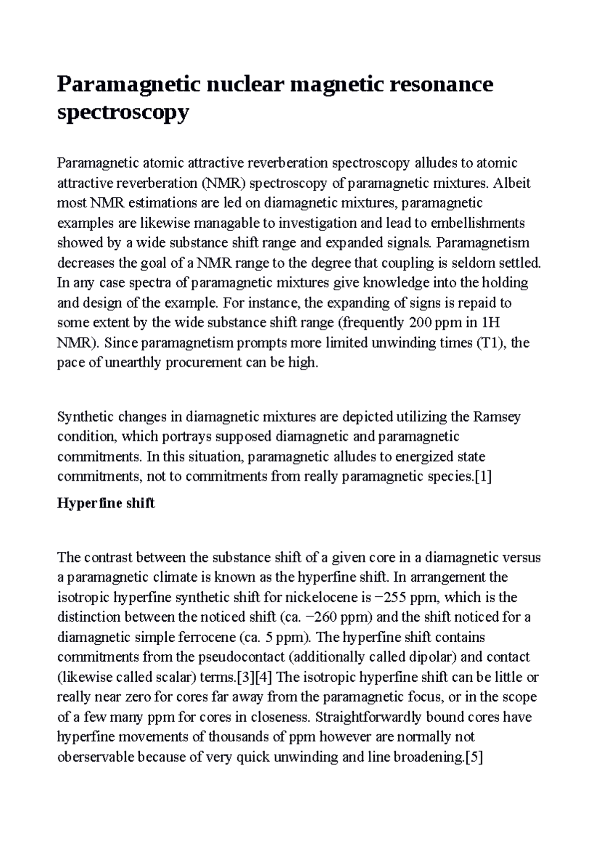 Paramagnetic nuclear magnetic resonance spectroscopy - Paramagnetic ...
