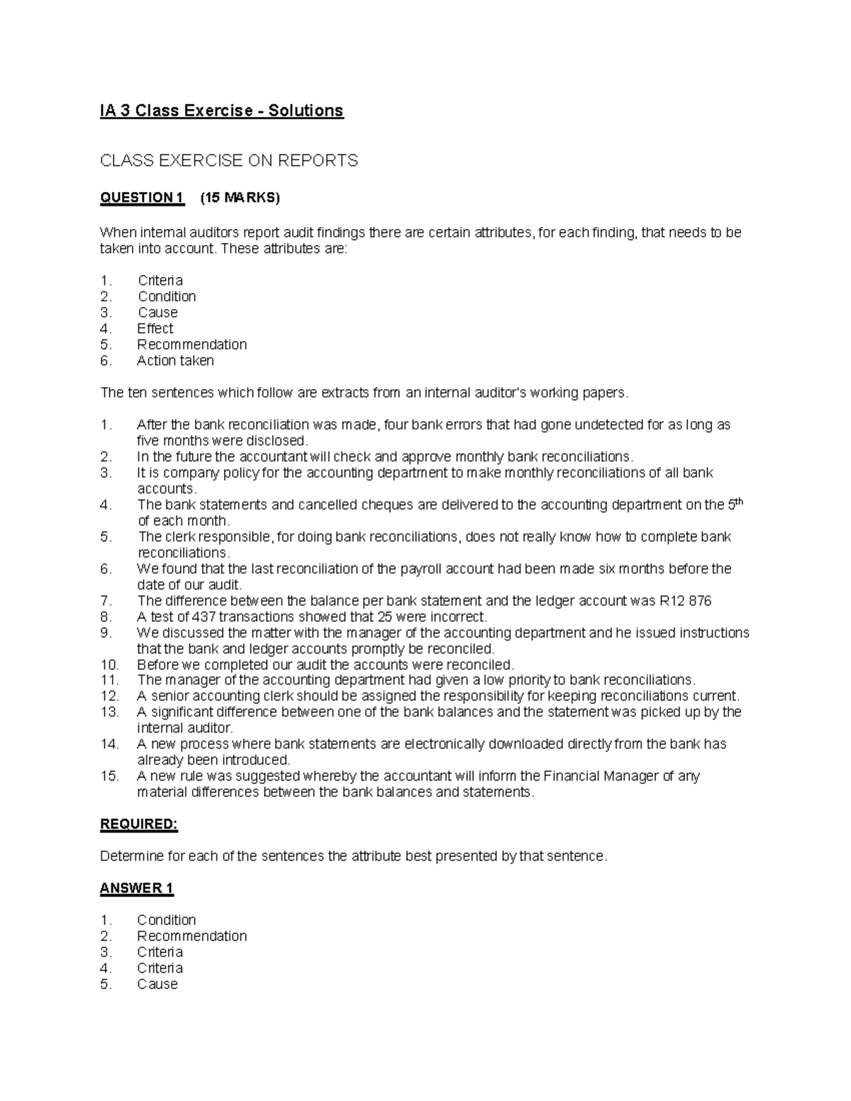 IA3 Class exercise on reports -solution - IA 3 Class Exercise ...