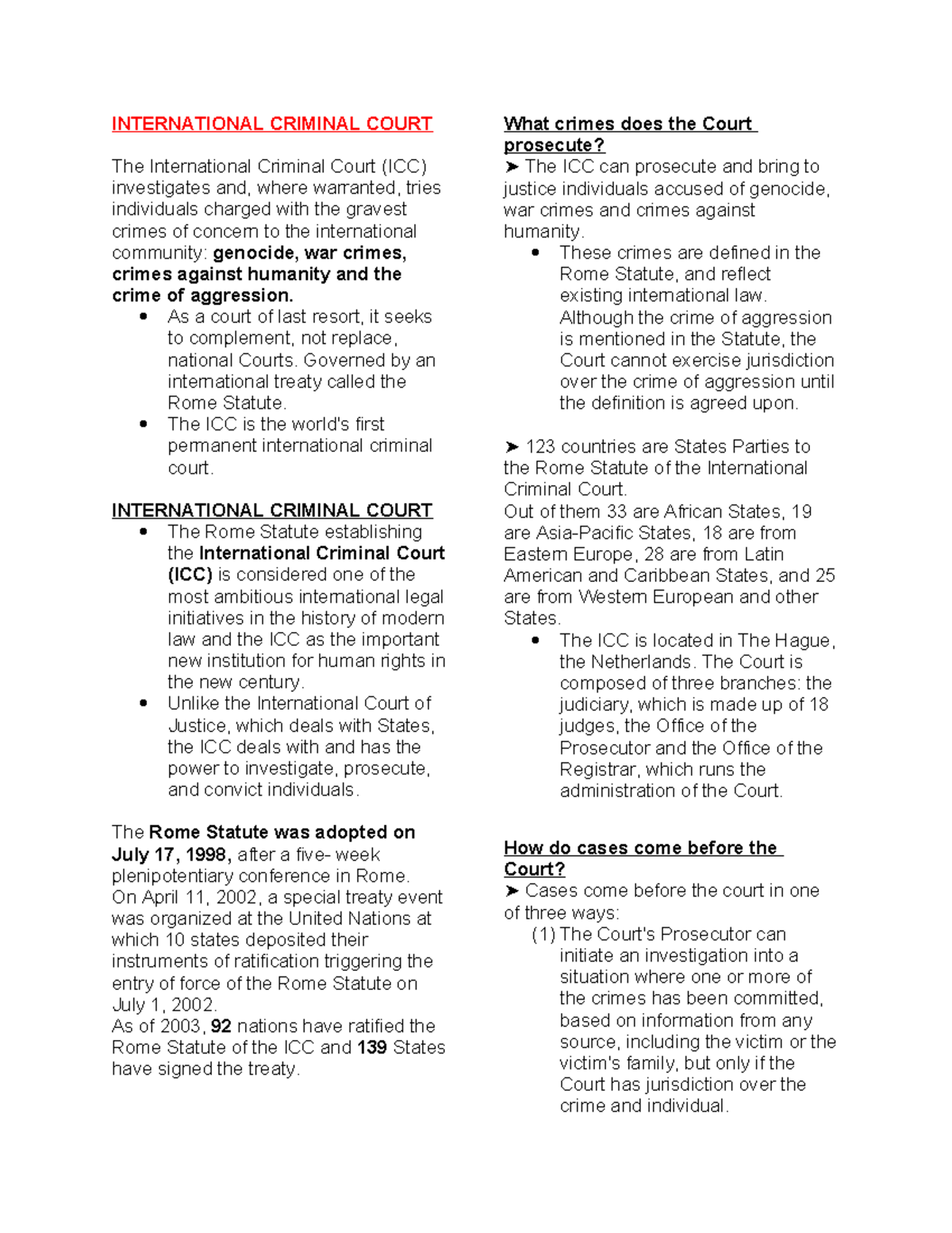 ICC - N/A - INTERNATIONAL CRIMINAL COURT The International Criminal ...