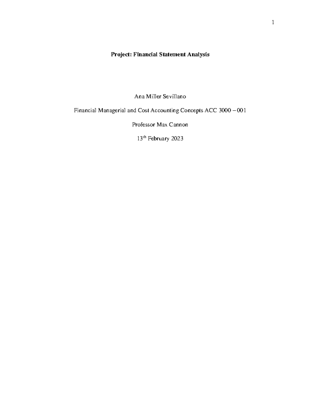 Project-Financial Statement analysis - Project: Financial Statement ...