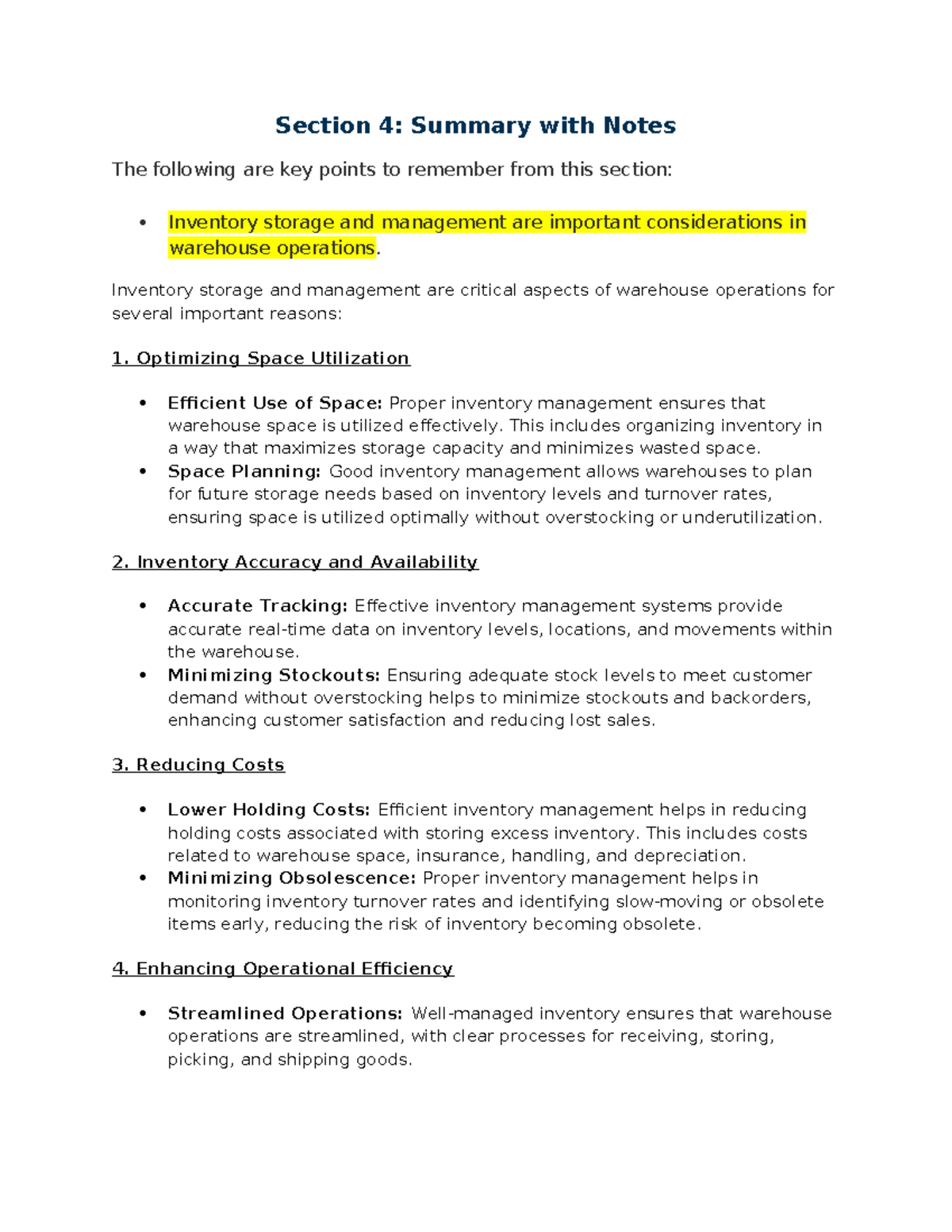 D470- Section 4 Summary with Notes - Section 4: Summary with Notes The ...