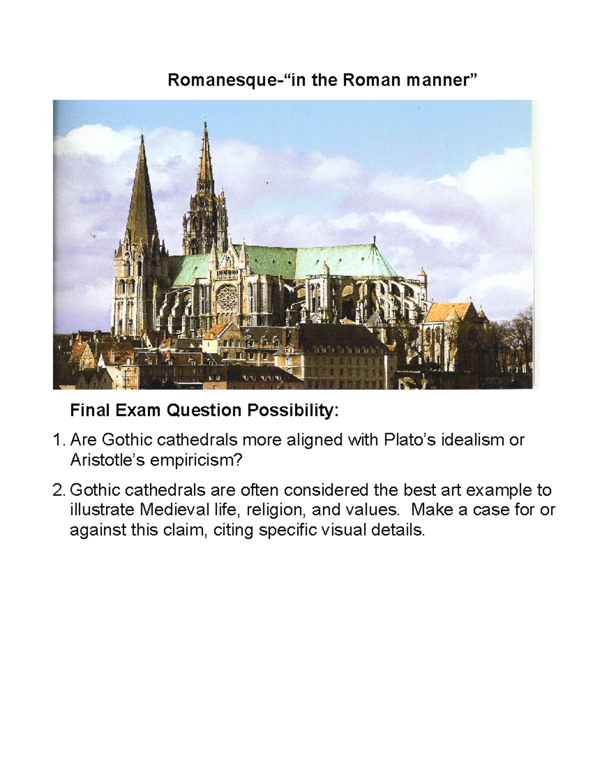 T. Romanesque Churches - Romanesque-“in the Roman manner” Final Exam ...