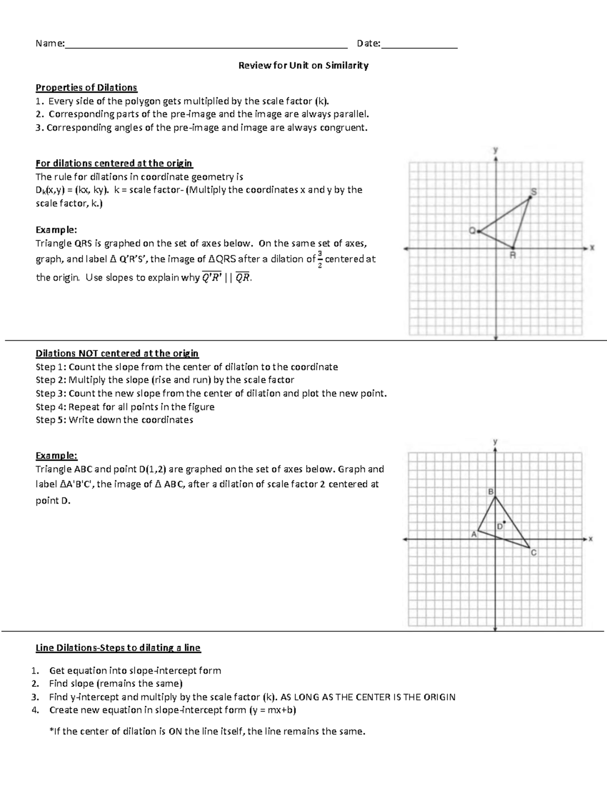 81- Review for Unit in Similarity - Name