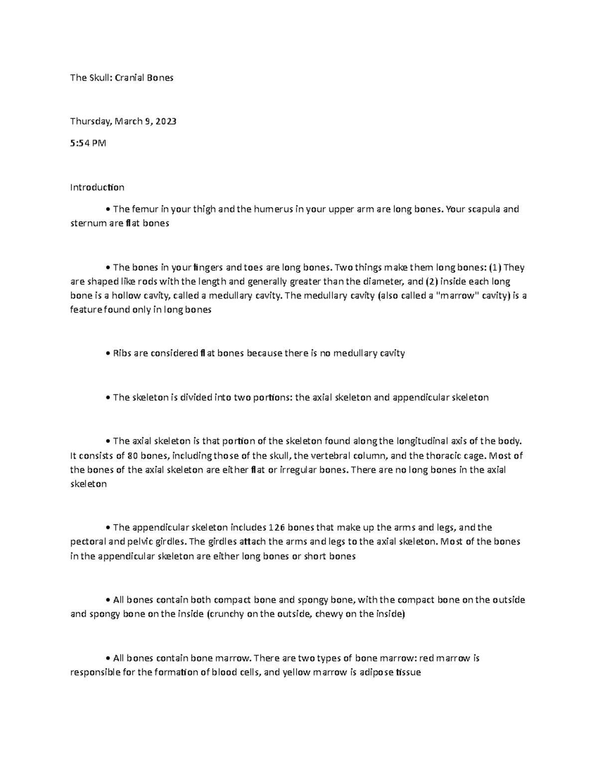 Ch. 9 The Skull - Notes taken from the textbook. - The Skull: Cranial ...