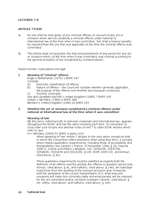 Lecture 5- introduction to Article 6 ECHR - Human Rights Lecture 5 Introducing Article 6 ECHR ...