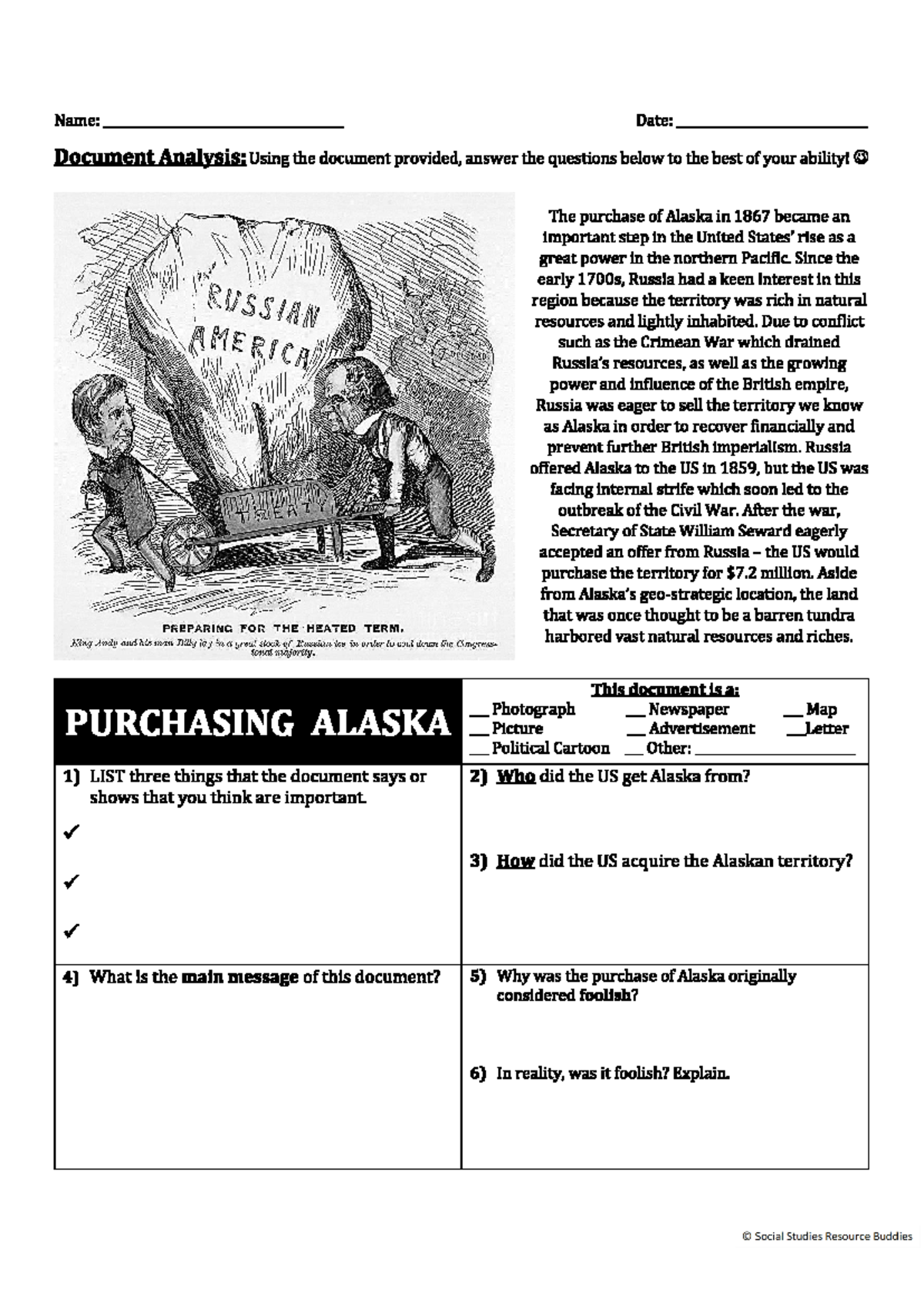 Alaska Purchase Document Analysis - Studocu