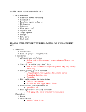 Nutrition Focused Physical Exam Outline Part 3 - ̄ Good moisture, no ...