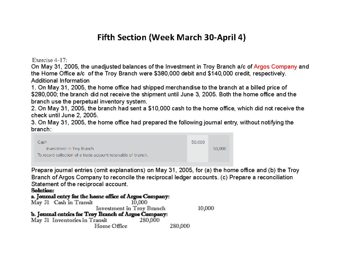 Fifth Section - .... - Fifth Section (Week March 30-April 4) Exercise 4 ...