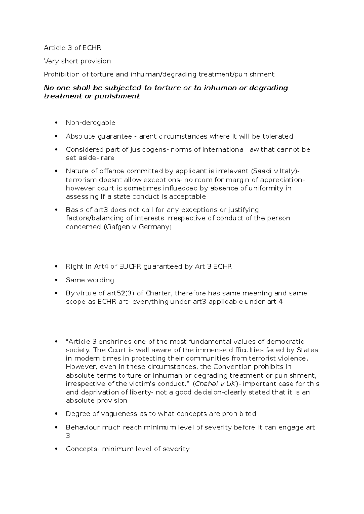 Article 3 of ECHR- torture - Article 3 of ECHR Very short provision ...