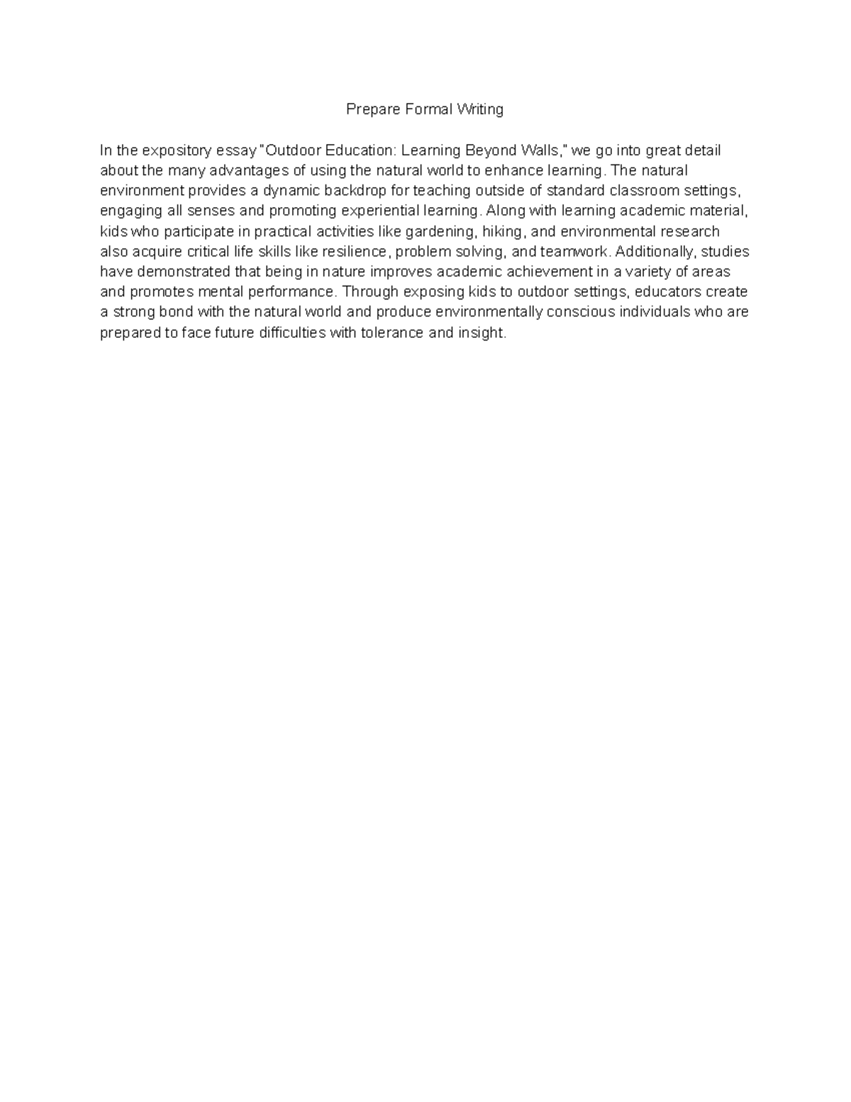 1.1.10 Prepare formal writing - Prepare Formal Writing In the ...