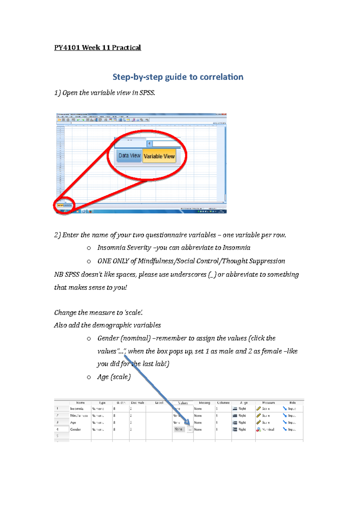 Correlation guide for spss study 2 - PY4101 Week 11 Practical Step-by ...