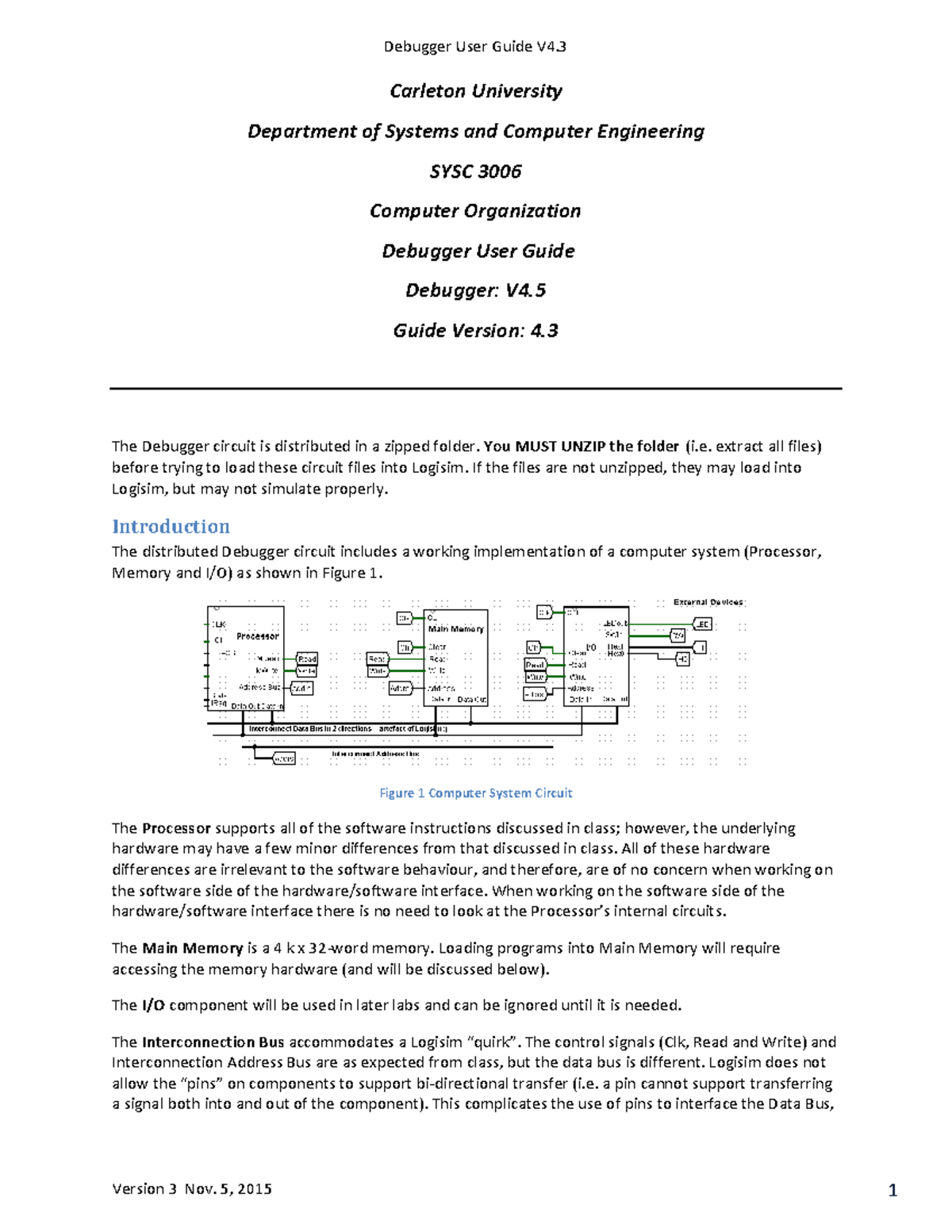 Debugger User Guide V 4-3 - Carleton University Department of Systems ...