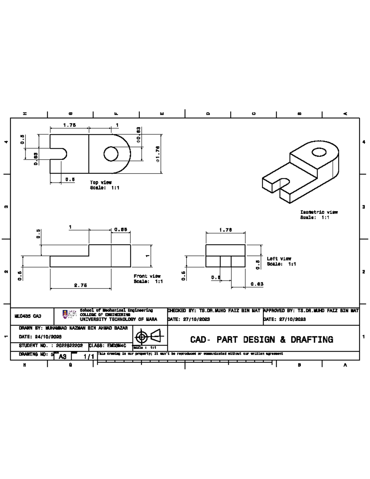 Drafting part 5 - practice - Computer aid Design - Studocu
