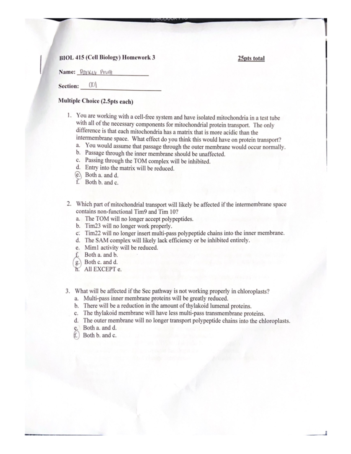 BIOL 415 (Cell Biology) Homework 3 - BIOL 415 - Studocu