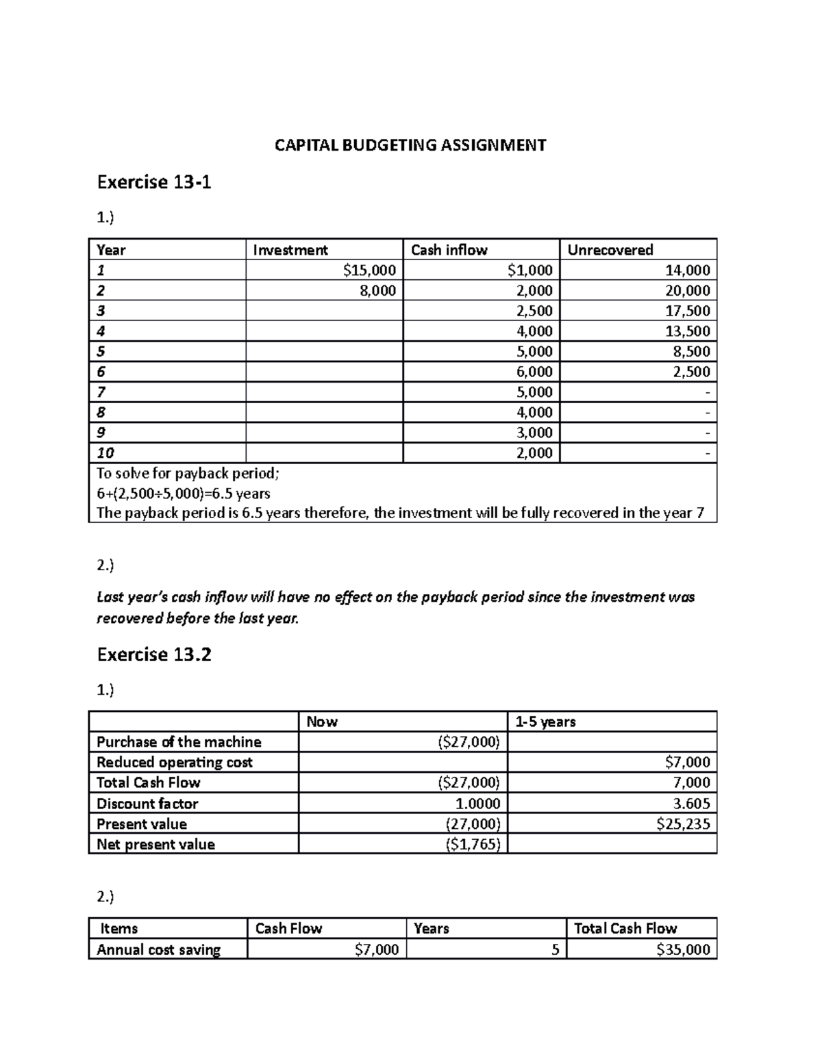 Financial Management -Capital Budgeting answer key - CAPITAL BUDGETING ...