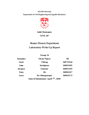 Assignment 7 Solution CIVE207 W22 - CIVE 207 Solid Mechanics, W2022: ASSIGNMENT #7 – SOLUTION ...