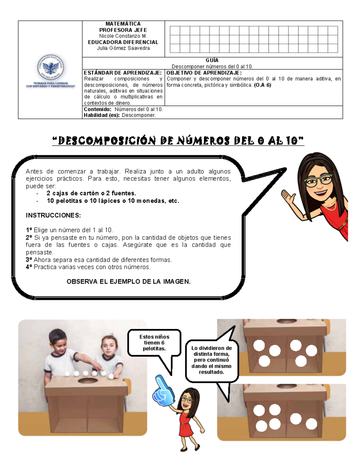 Descomposición DE Números DEL 0 AL 10 - “DESCOMPOSICIÓN DE NÚMEROS DEL ...