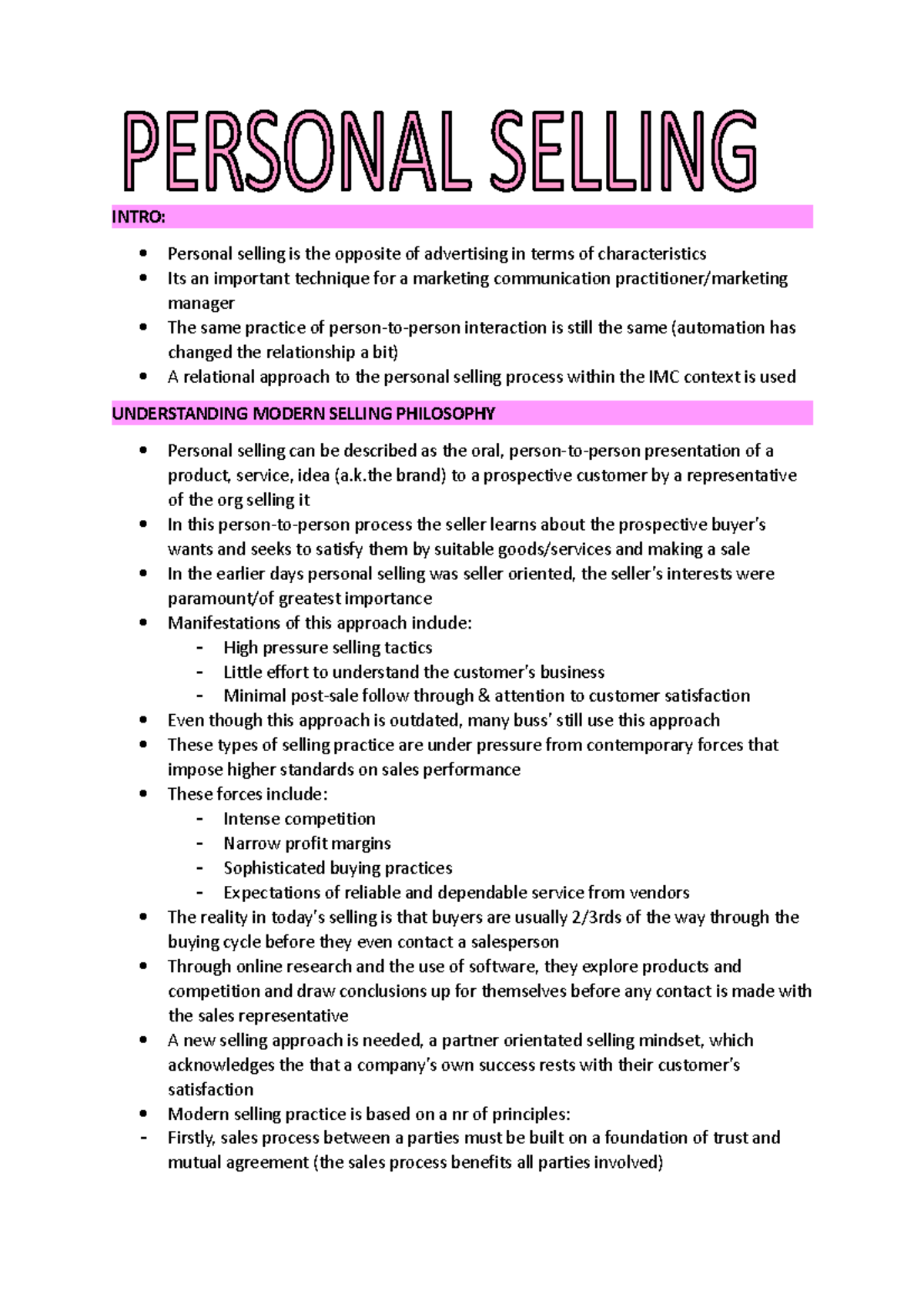 BEM 224- CH 5 - Personal selling - Integrated Marketing Communication ...