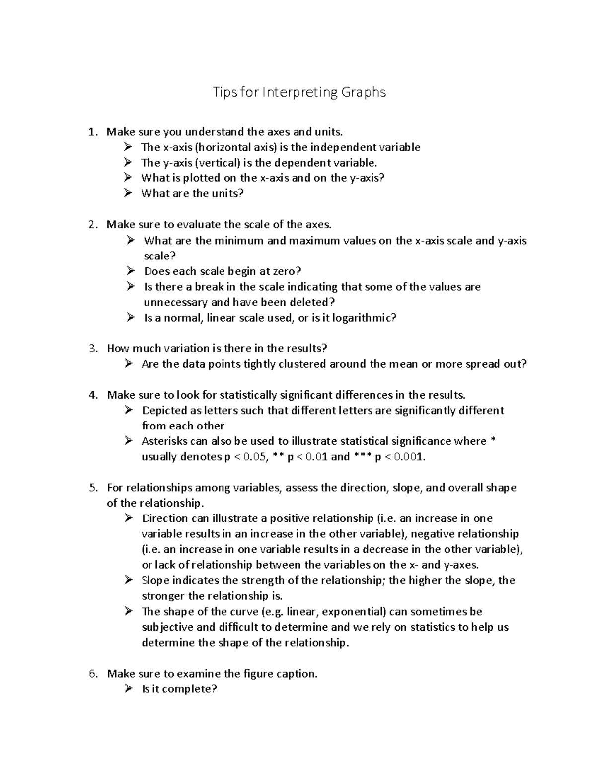 Tips for Interpreting Graphs - Tips for Interpreting Graphs Make sure ...