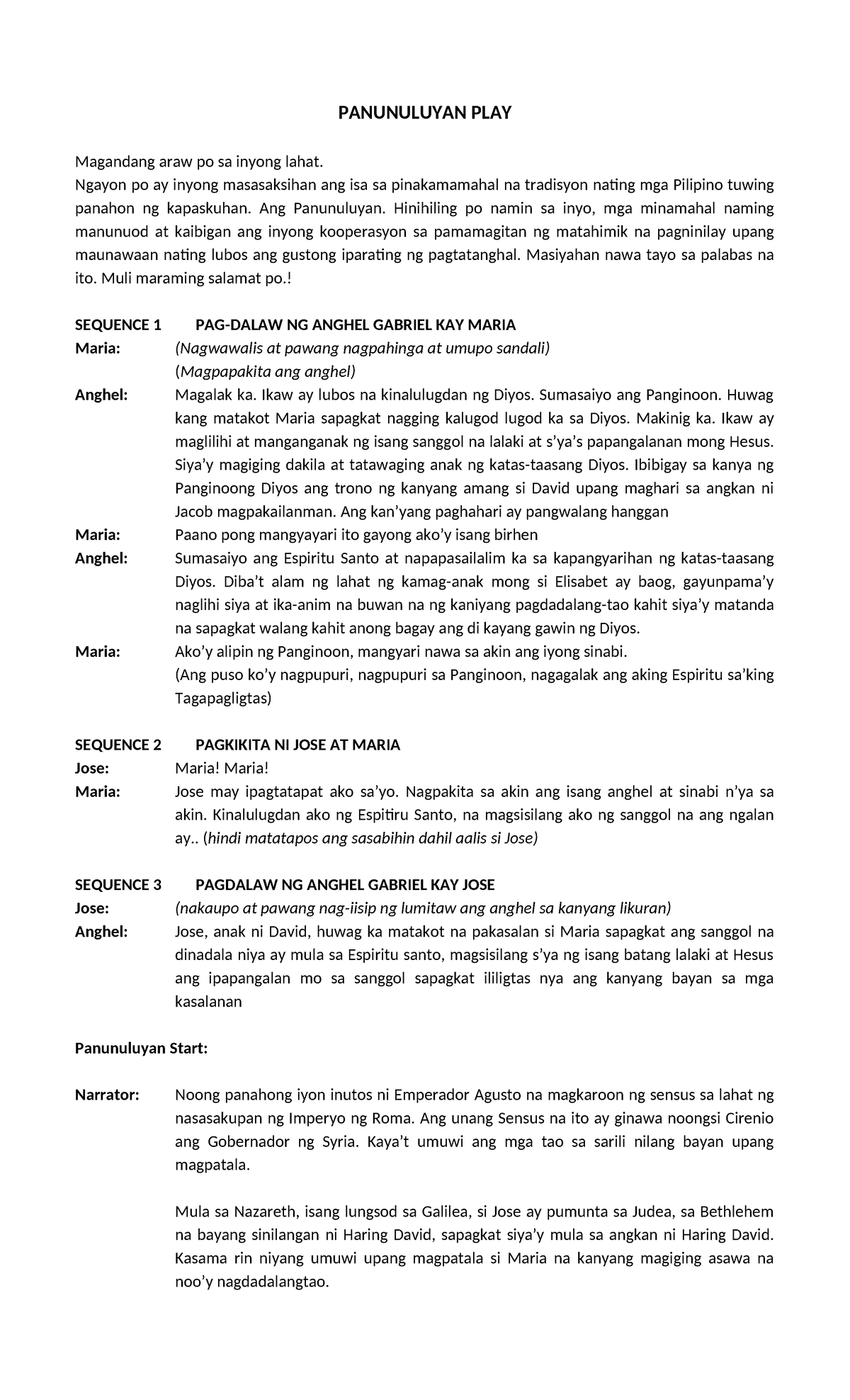 Panunuluyan - PANUNULUYAN PLAY Magandang araw po sa inyong lahat ...