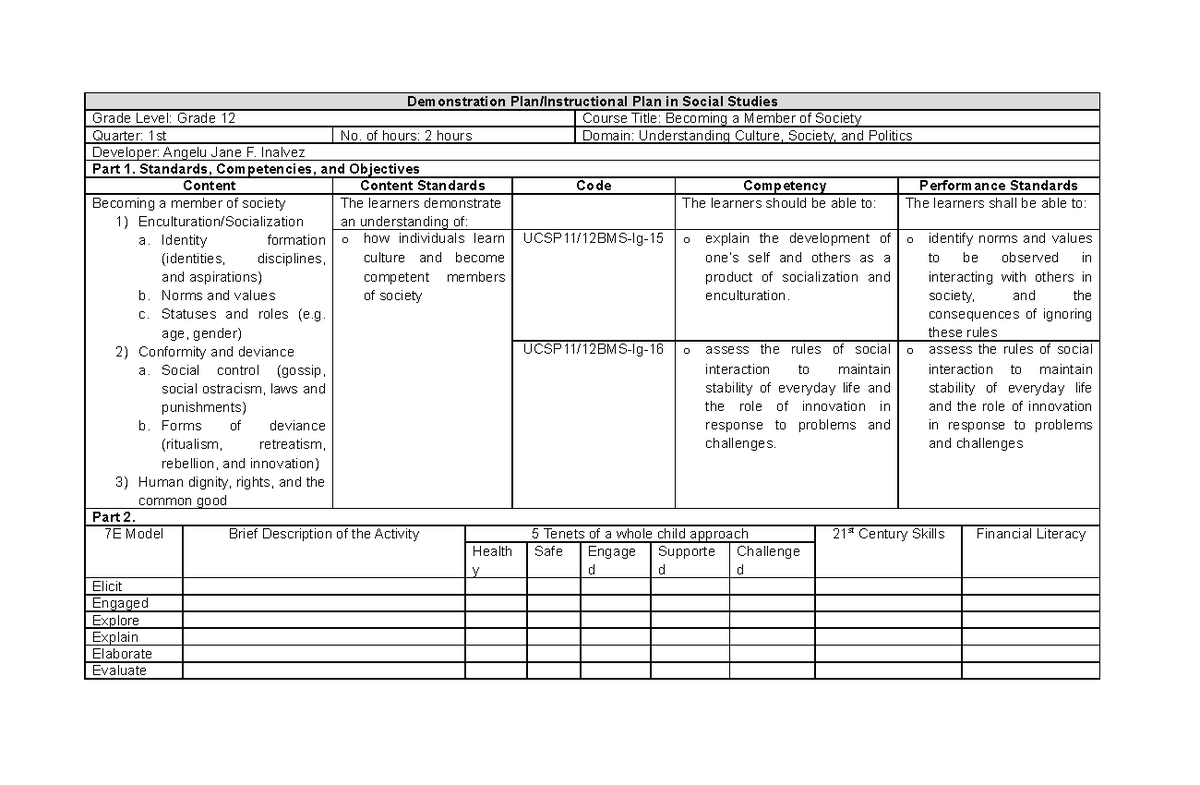 Demonstration-Plan - FOR REF - Demonstration Plan/Instructional Plan in ...