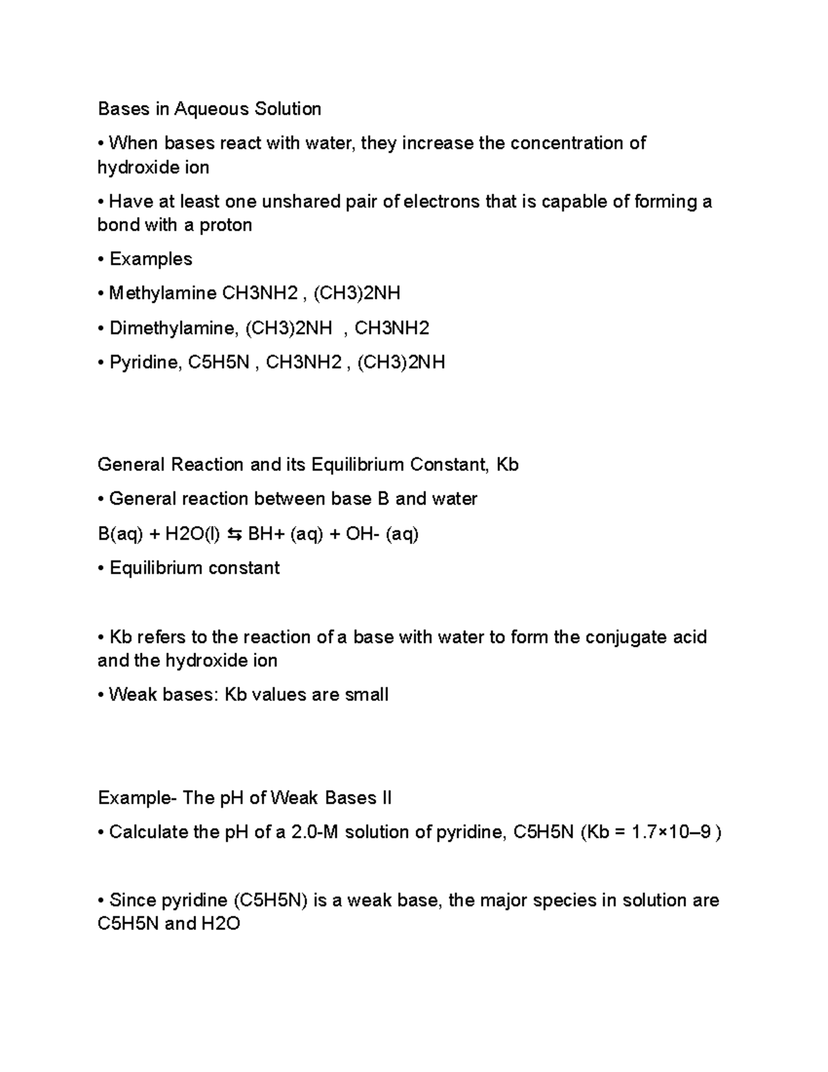 92 - Bases in Aqueous Solution - Bases in Aqueous Solution When bases ...