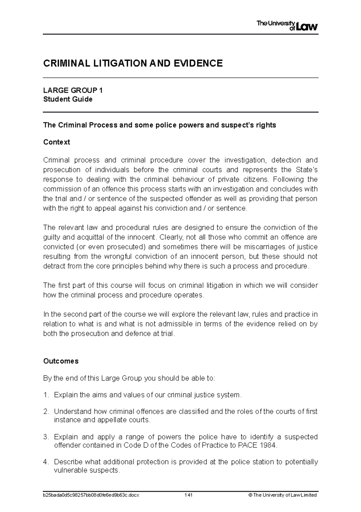 2122 crle lg01 ce01 student guide - CRIMINAL LITIGATION AND EVIDENCE ...