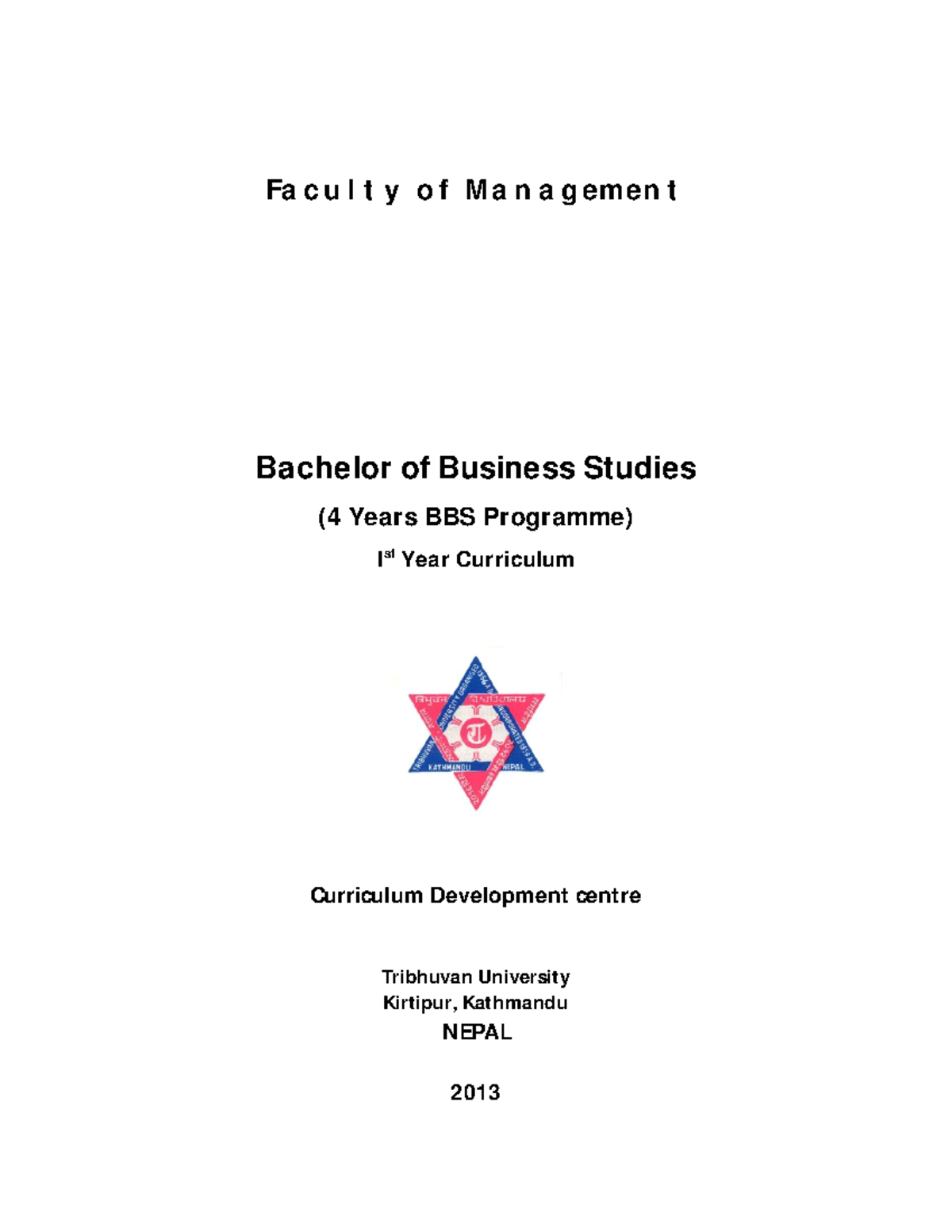 BBS 4years programme 180911 - Fa c u l t y o f M a n a g em en t ...