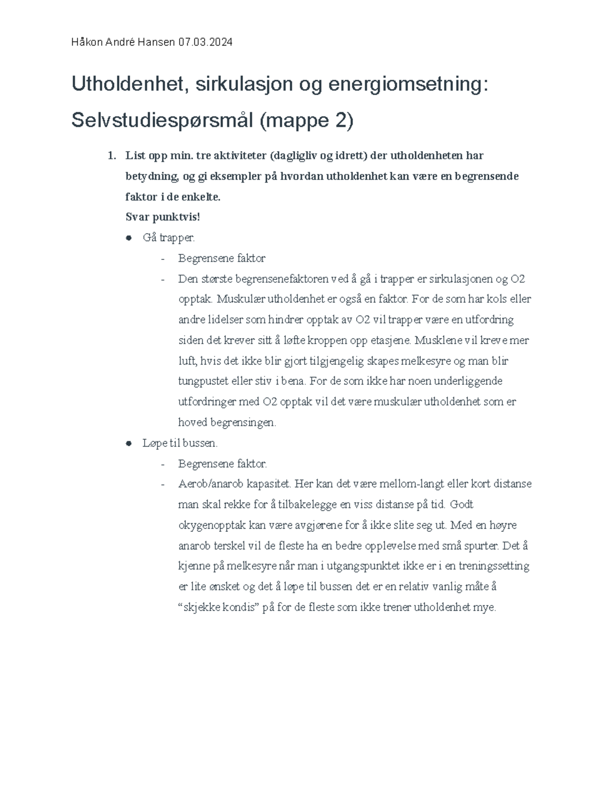 Innlevering utholdenhet - Utholdenhet, sirkulasjon og energiomsetning ...