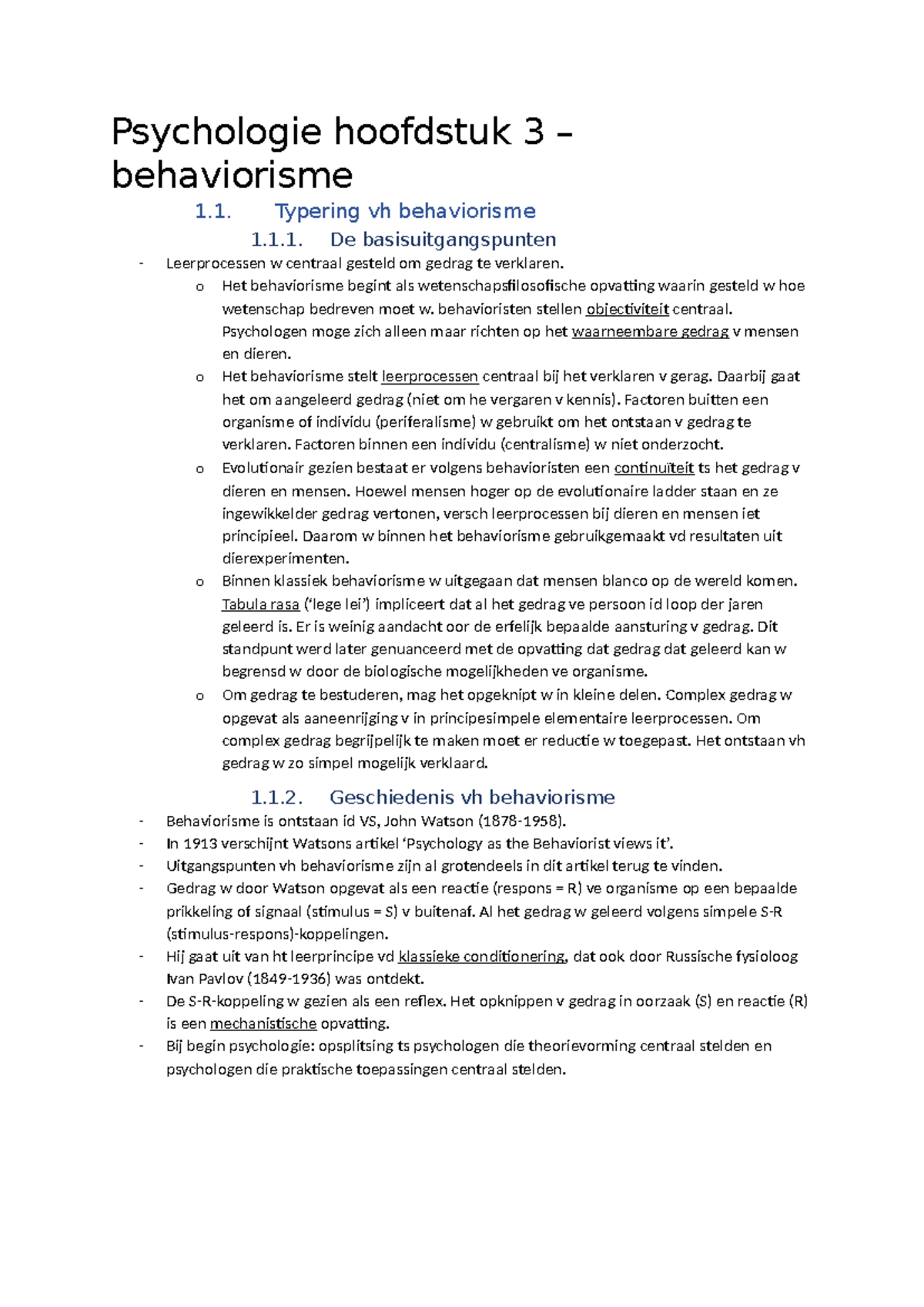 Psychologie hoofdstuk 3 – behaviorisme - Psychologie hoofdstuk 3 ...