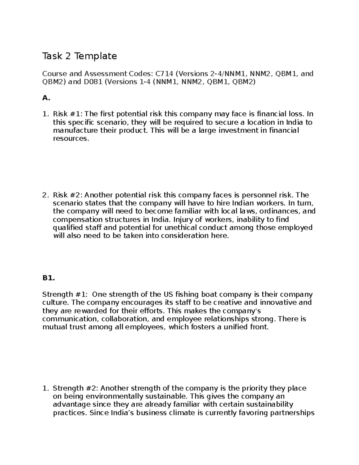 C714-D081 Task Two Template - PASSED - D081 - WGU - Studocu