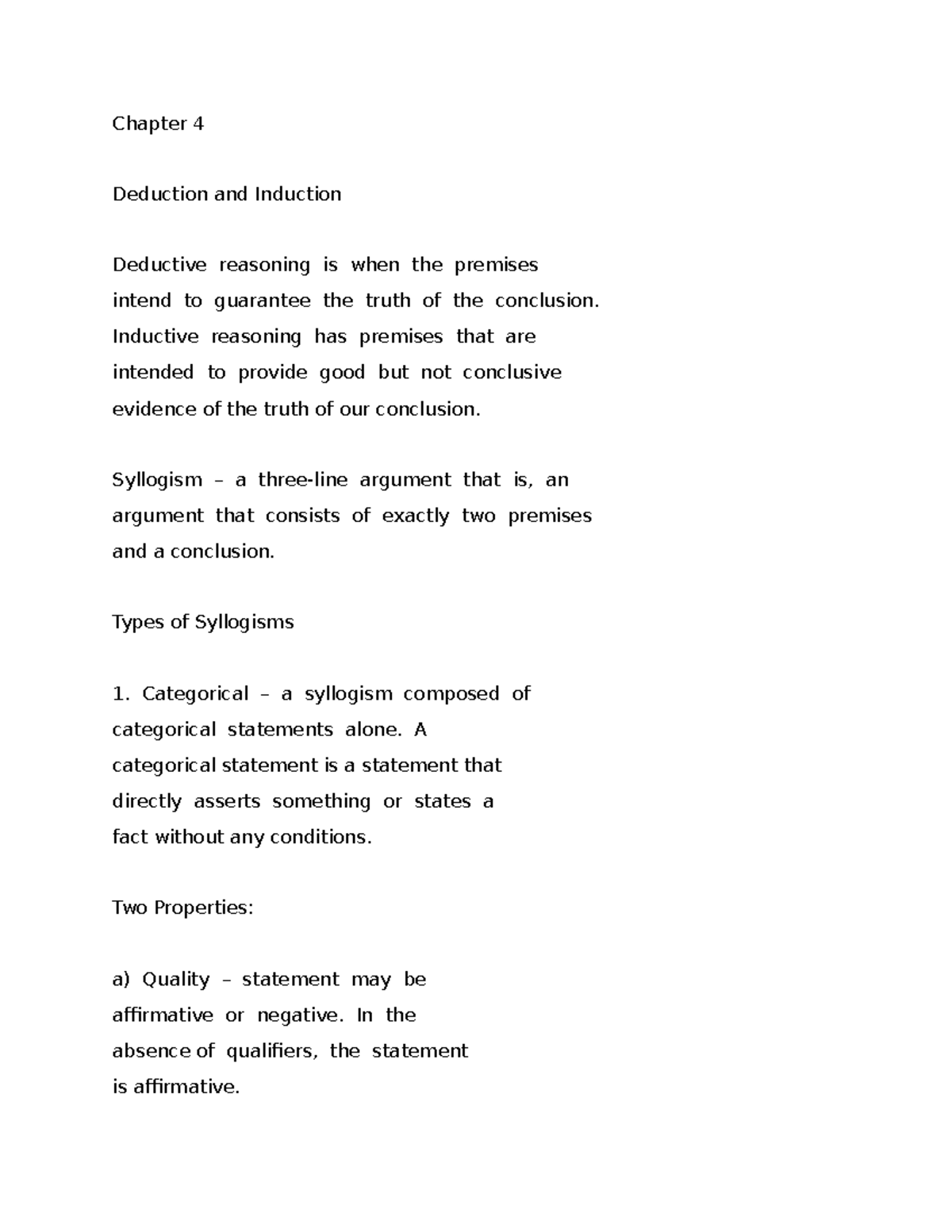 Chapter 4 legal writing - Chapter 4 Deduction and Induction Deductive reasoning is when the ...