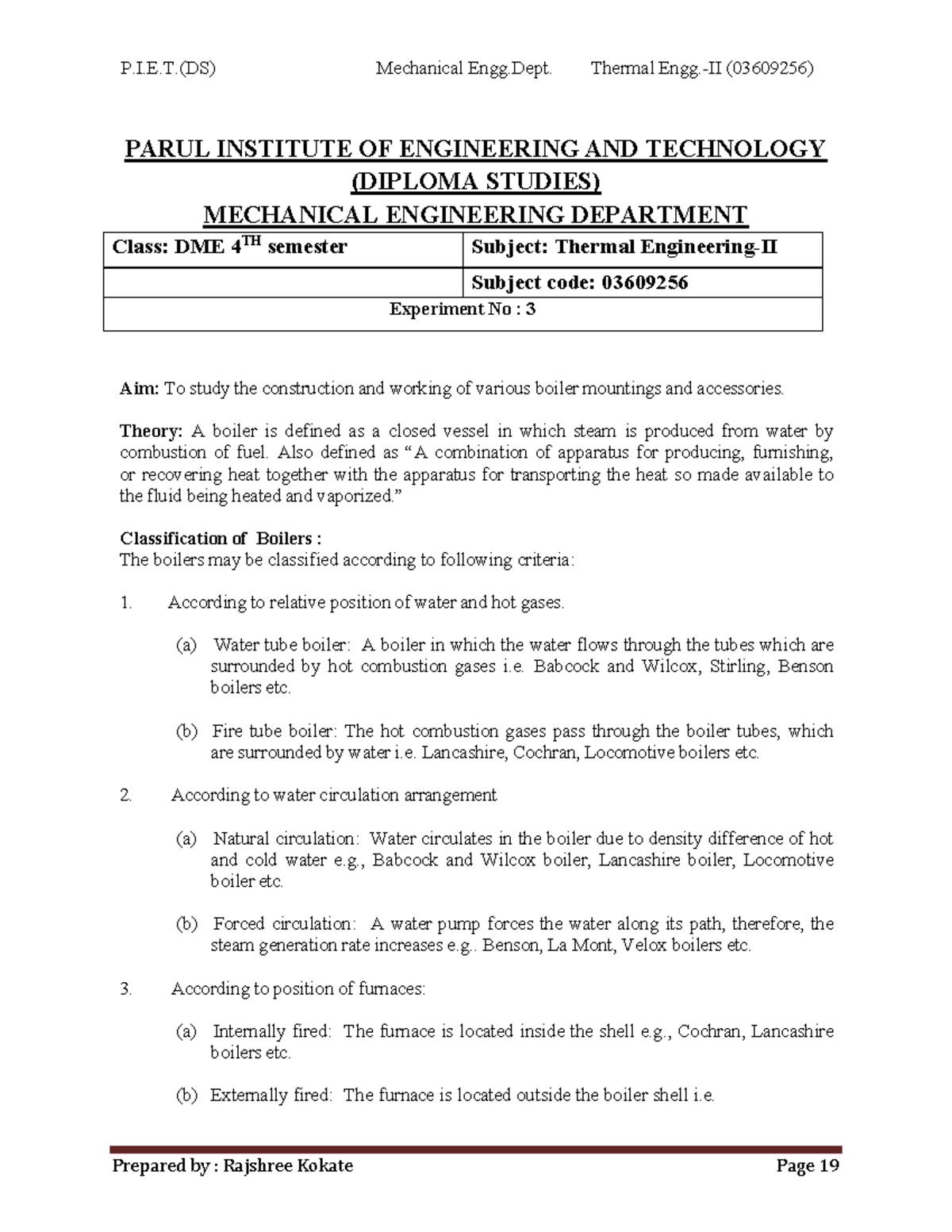 Thermal Engg.-II Lab Manual - PARUL INSTITUTE OF ENGINEERING AND ...